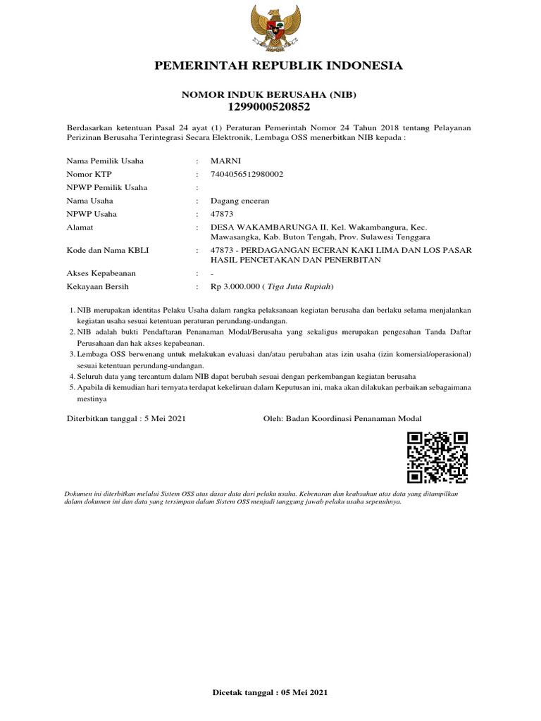 NIB Certificate | PDF