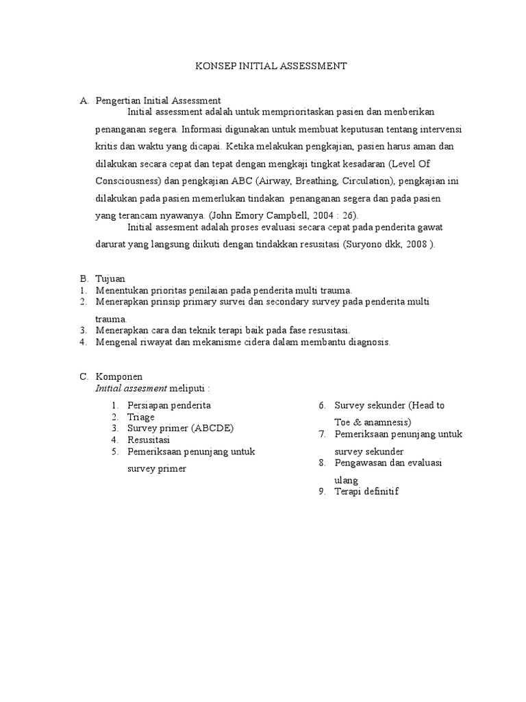 Konsep Initial Assessment | PDF