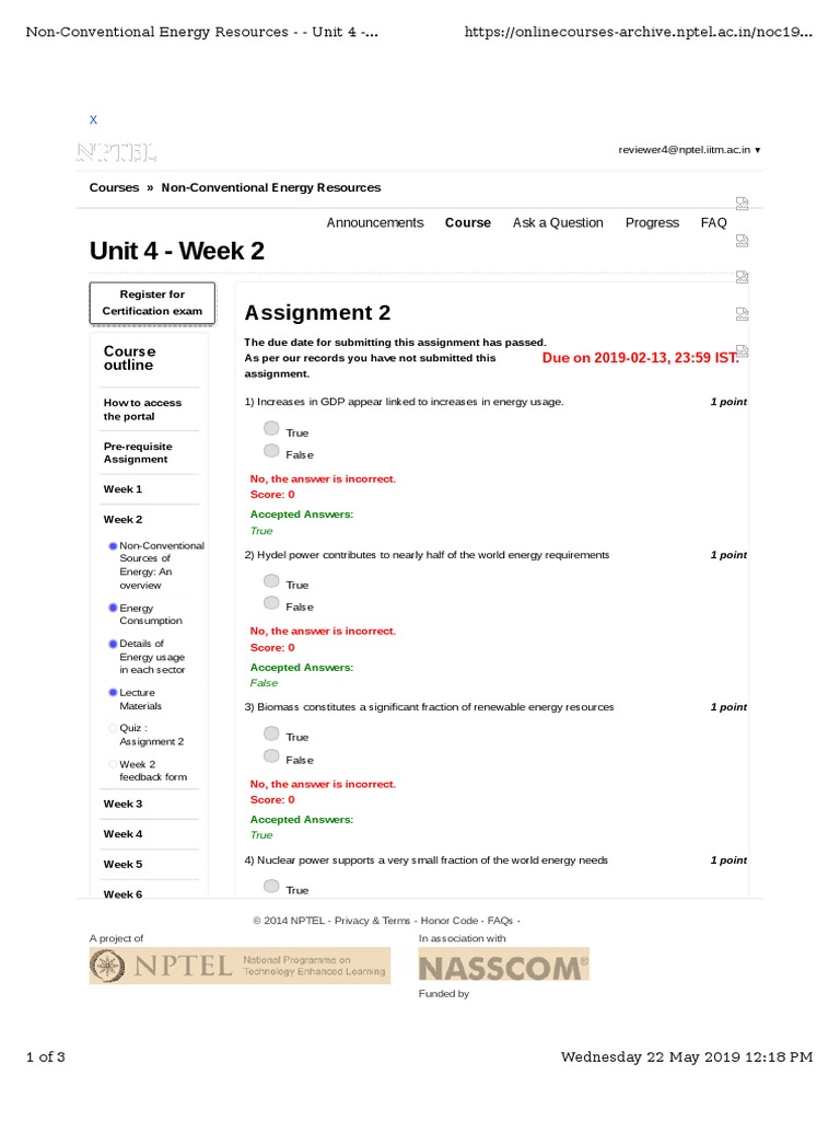 Unit 4 - Week 2: Assignment 2 | PDF | Renewable Energy | Natural ...