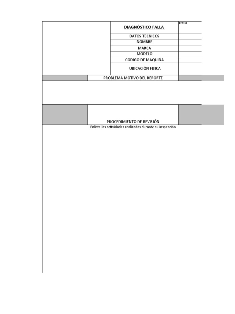 Reporte Diagnóstico de Falla | PDF