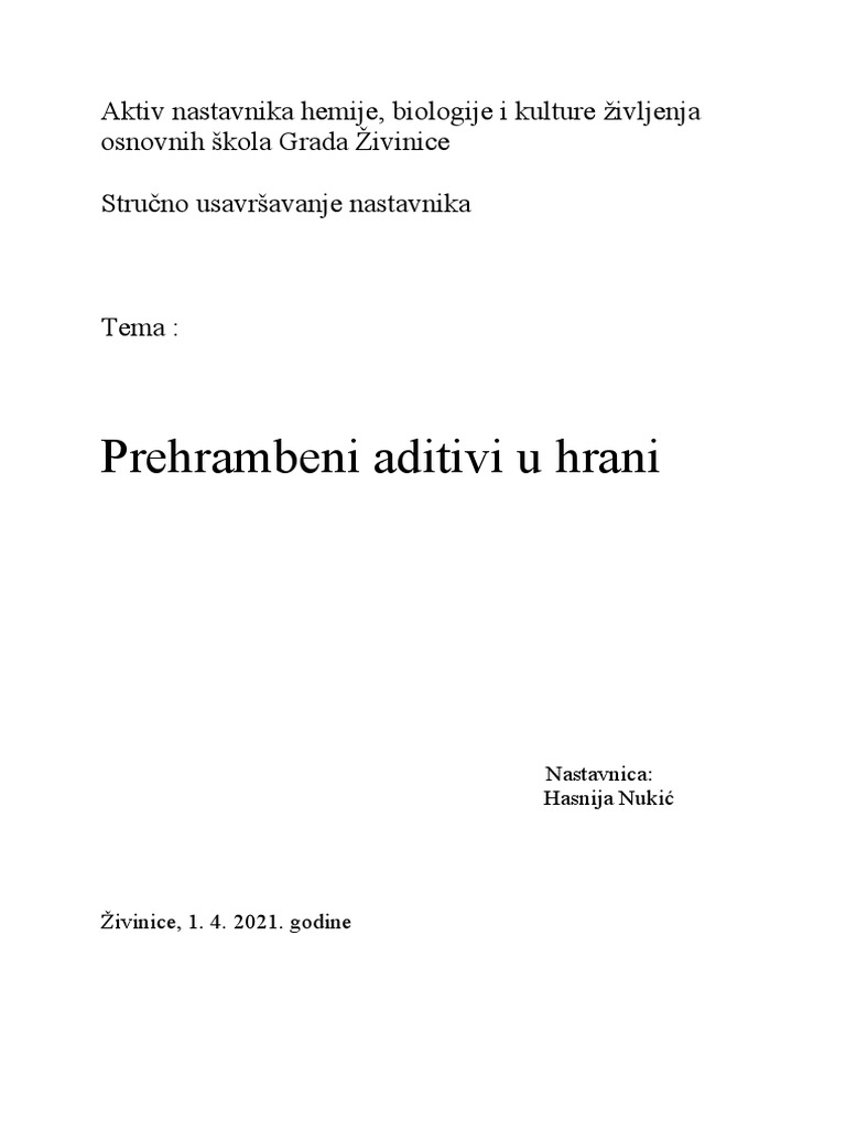 Prehrambeni Aditivi | PDF