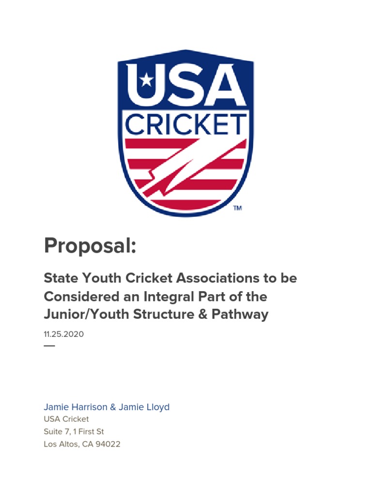 USA Cricket Junior Pathway Proposal | PDF | Cricket | Volunteering