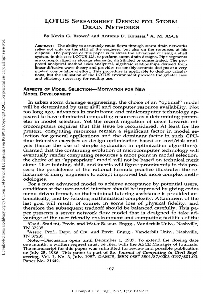 LOTUS Spreadsheet Design For Storm Drain Networks | PDF | Spreadsheet ...
