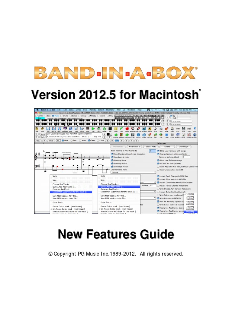 Band In A Box 2012 5 Mac Upgrade Manual Pdf Lead Sheet Musical