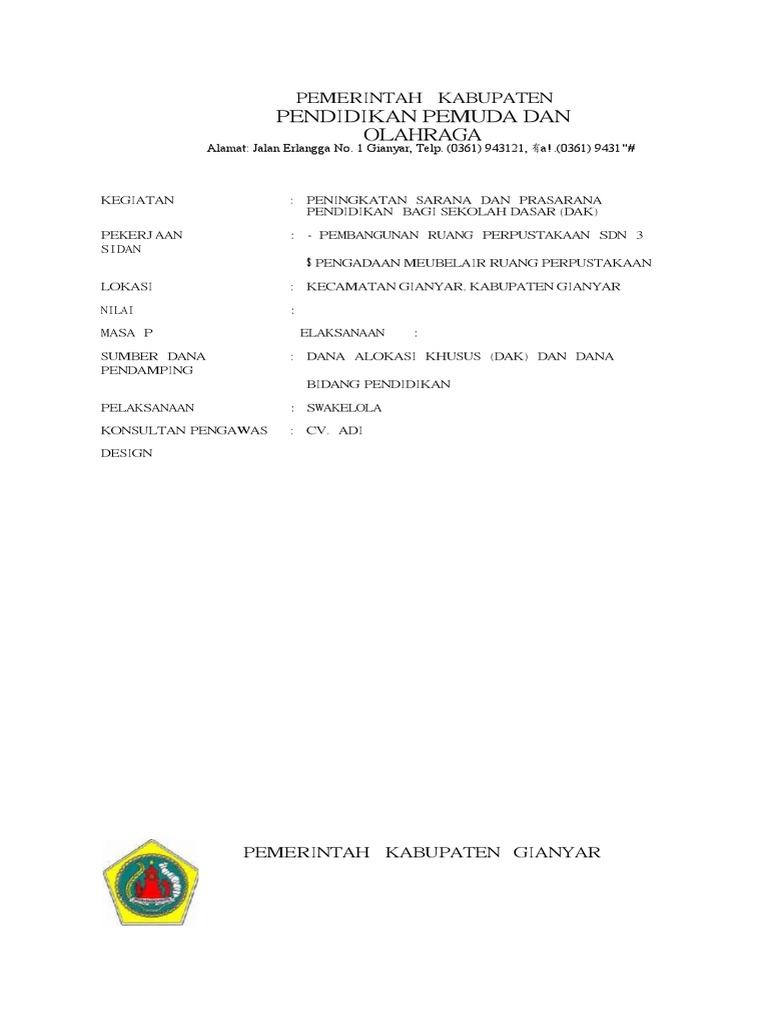 Contoh Papan Nama Proyek | PDF