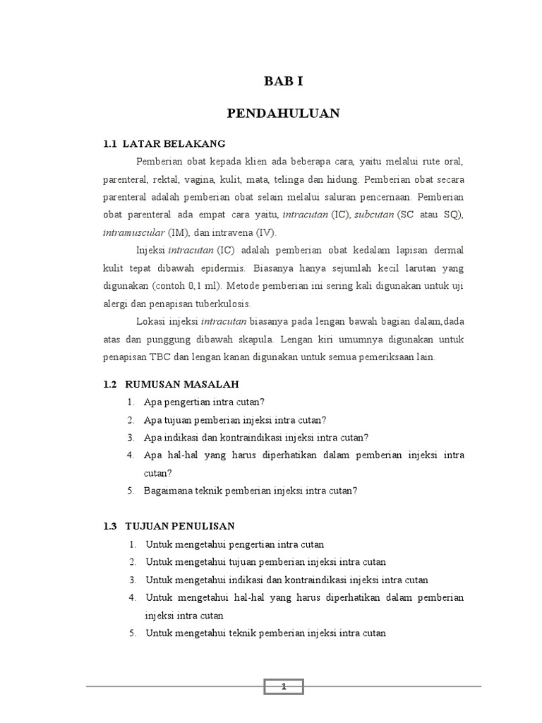 Teknik dan Indikasi Injeksi Intracutan | PDF
