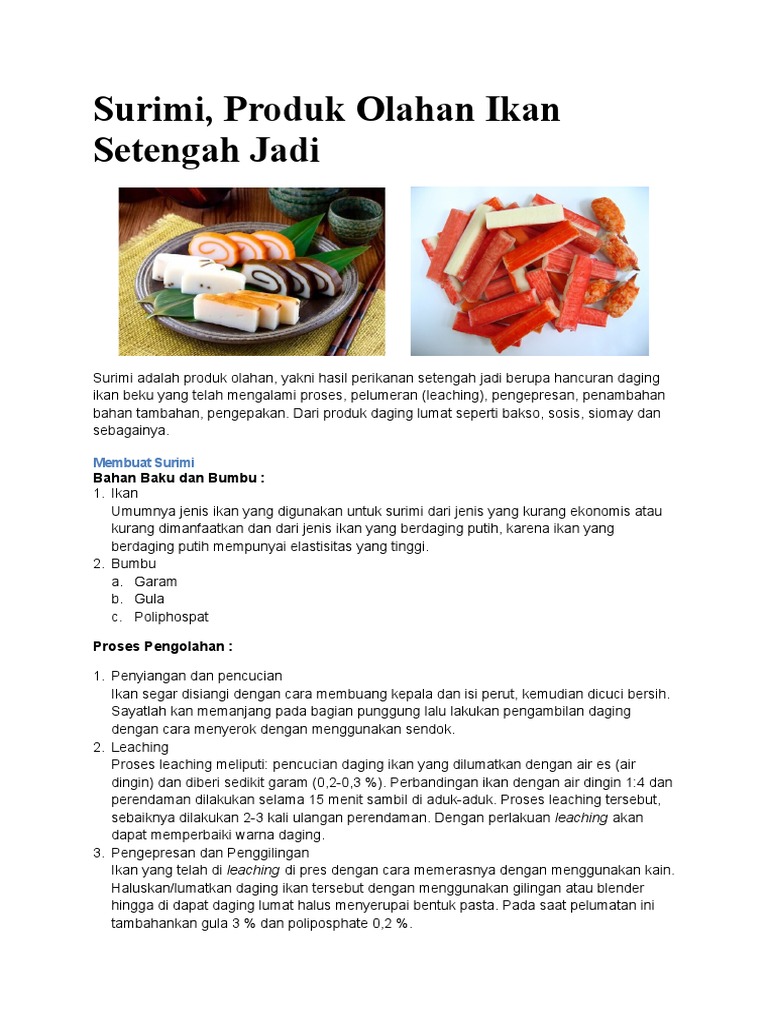 Proses Pembuatan Surimi Ikan | PDF