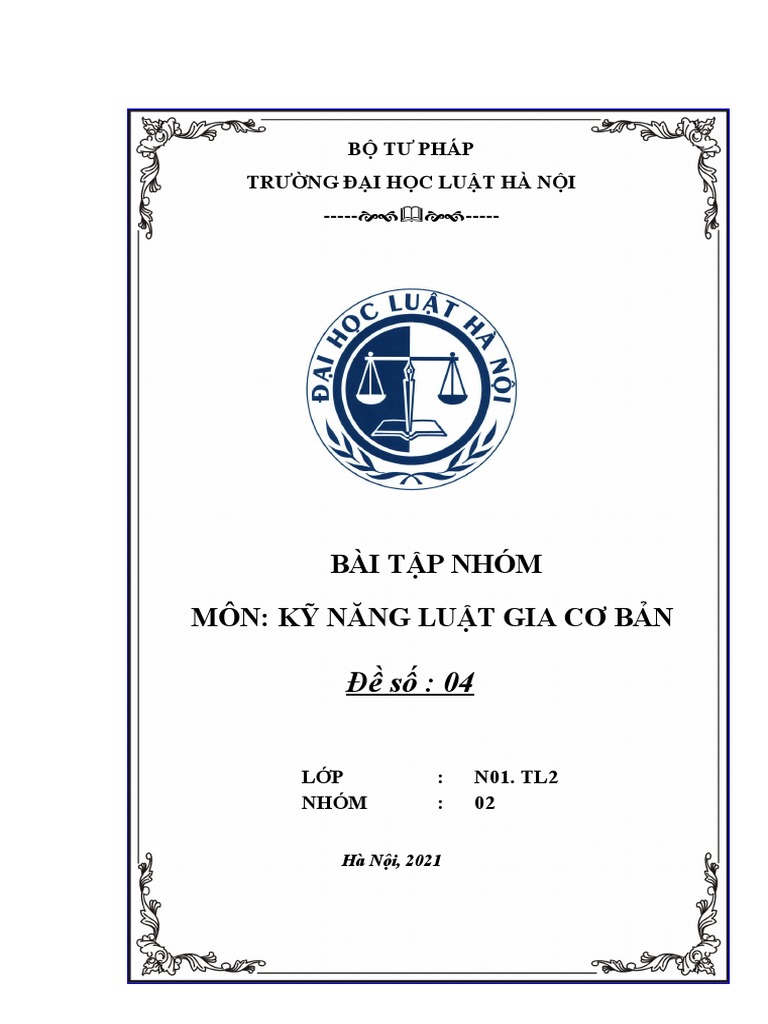 BTN kỹ năng luật gia cơ bản nhóm02 N01 TL2 | PDF