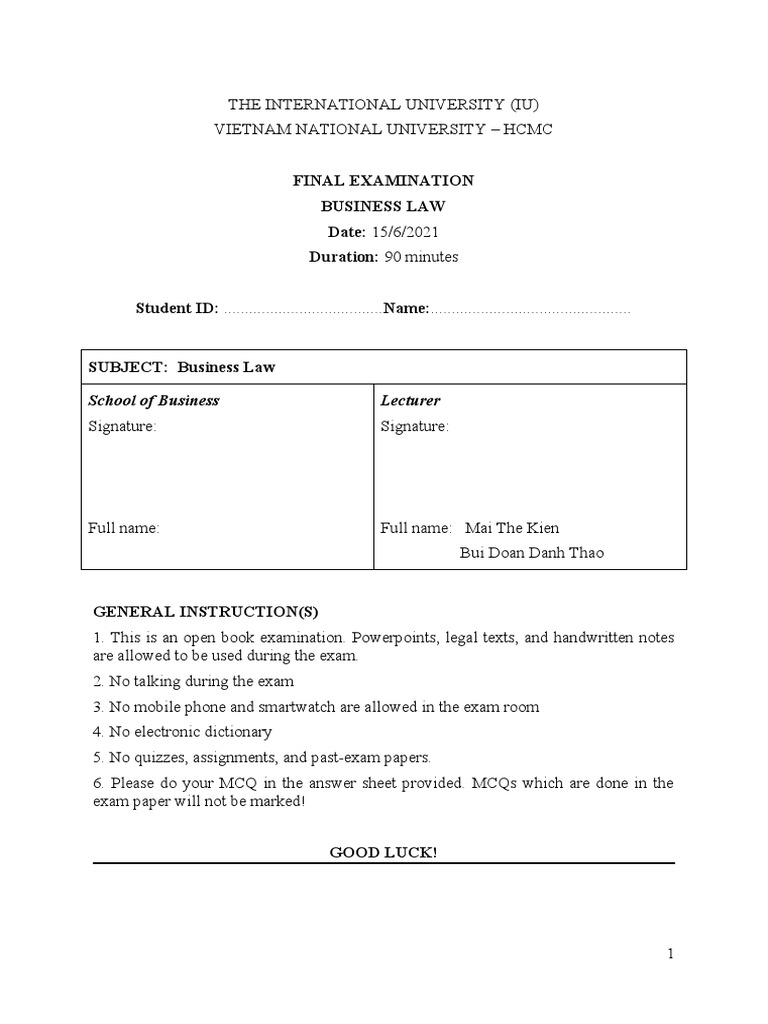 Final Exam 2020 2021 Official | PDF | Arbitration | Financial Transaction