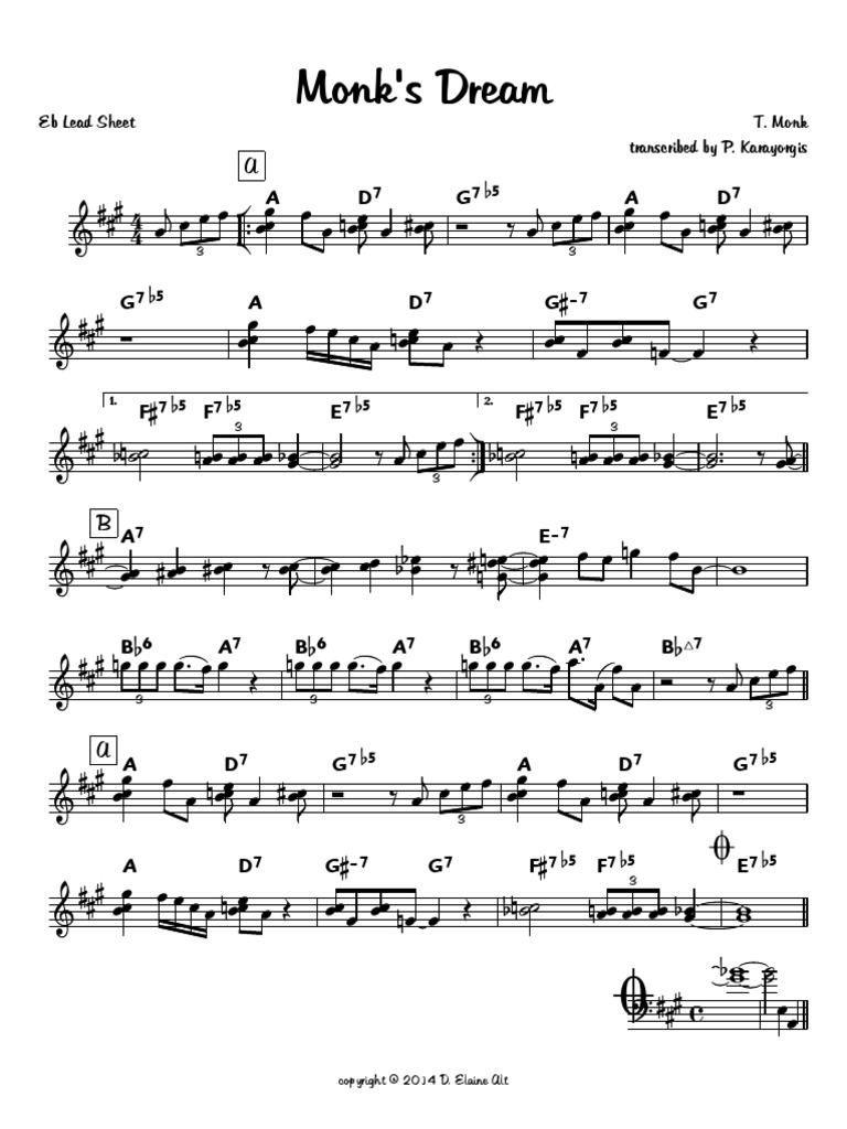 Monks Dream Lead Sheet Eb | PDF