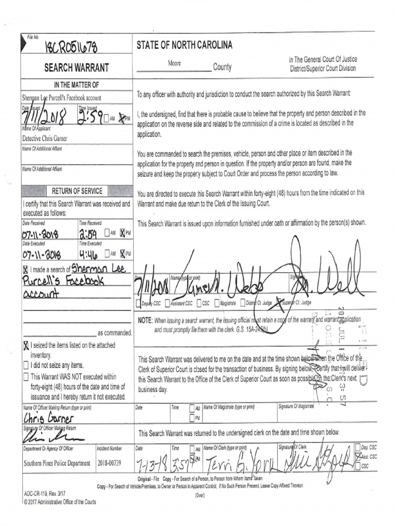 Facebook Search Warrant and Affidavit | PDF
