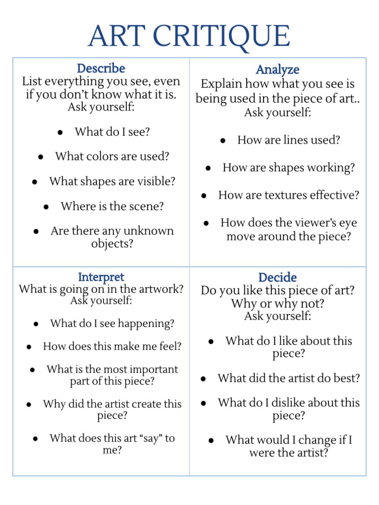 Art Critique Sheet | PDF