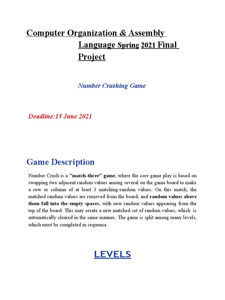 Number Crushing Game Final Project | PDF | Array Data Structure | Boolean Data Type