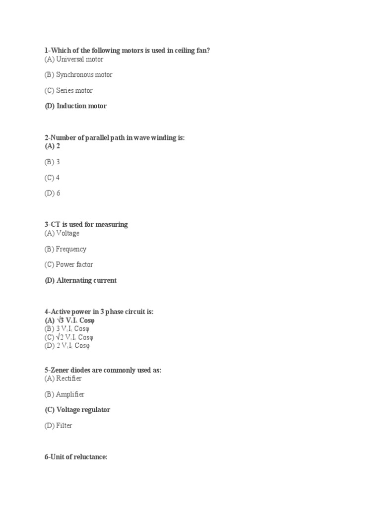 Quiz Ques | PDF | Inductor | Electric Motor