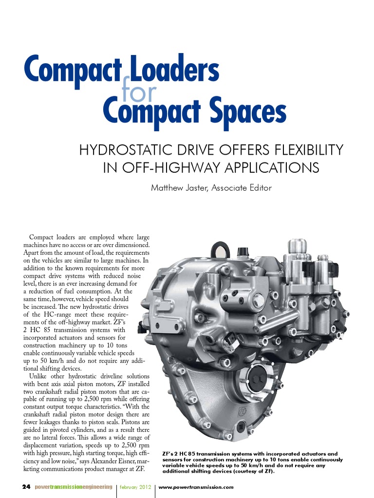 Compact Spaces Compact Loaders: Hydrostatic Drive Offers Flexibility in ...