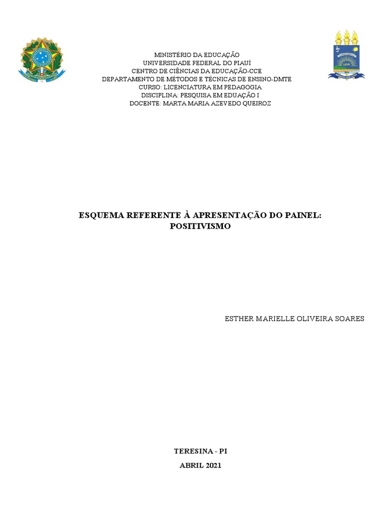 Esquema Positivismo | Download grátis PDF | Positivismo | John Stuart Mill
