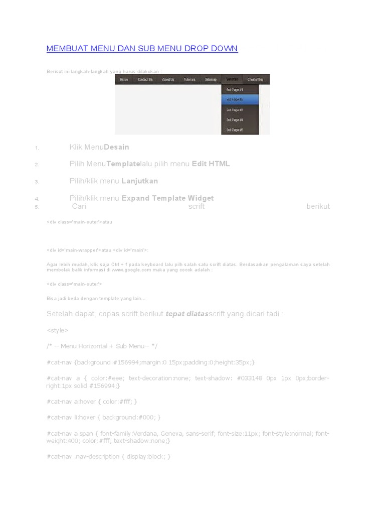 Cara Membuat Sub Menu di HTML/CSS | PDF | Karier & Perkembangan | Bisnis