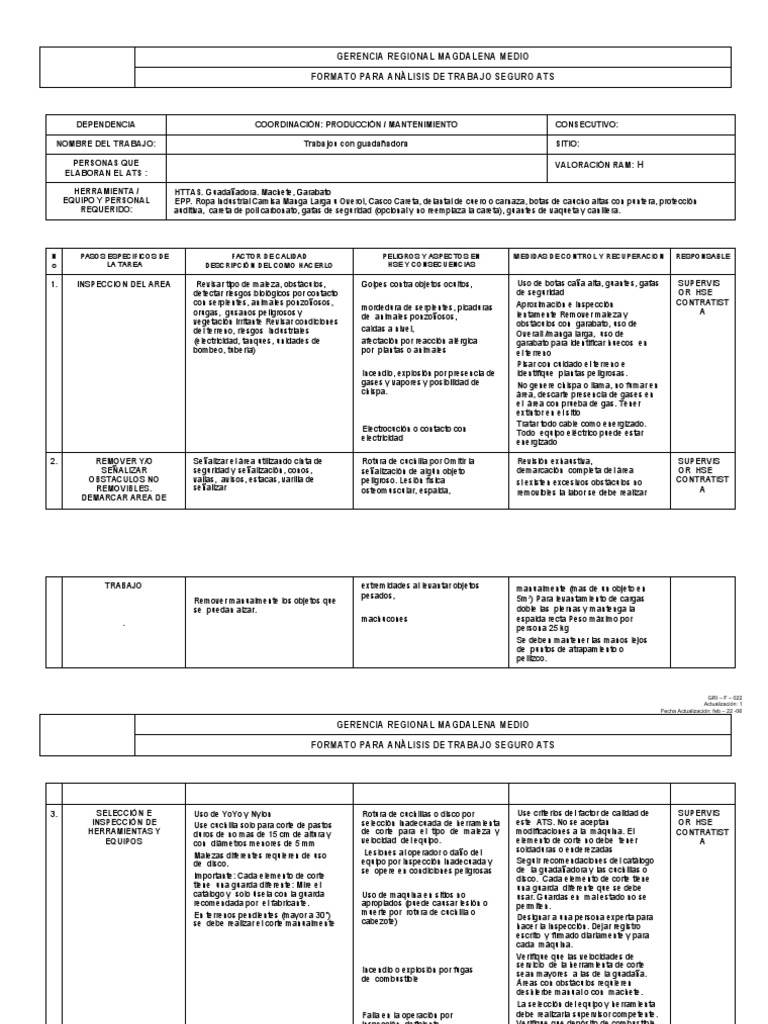 Formato Ats Ecopetrol | PDF | Herramientas | Médico de atención primaria