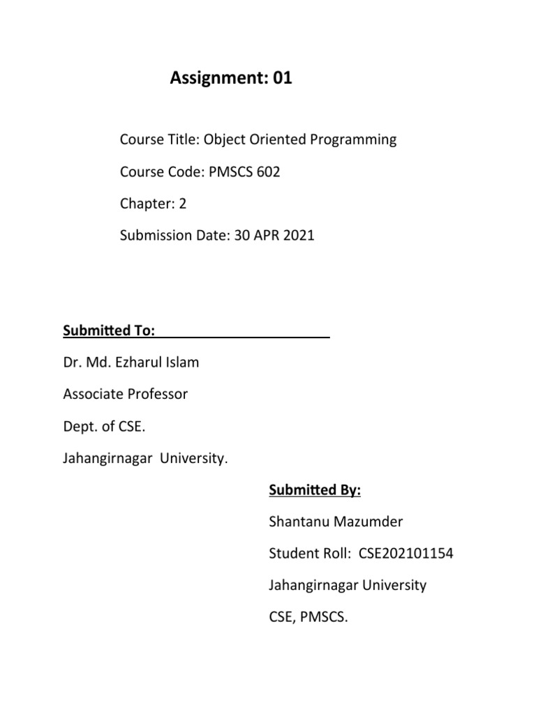 OOP Assignment | PDF