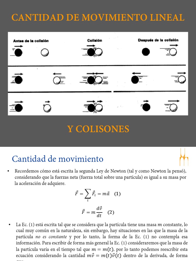Cantidad de Movimiento Lineal y Colisiones | PDF | Impulso | Las leyes ...