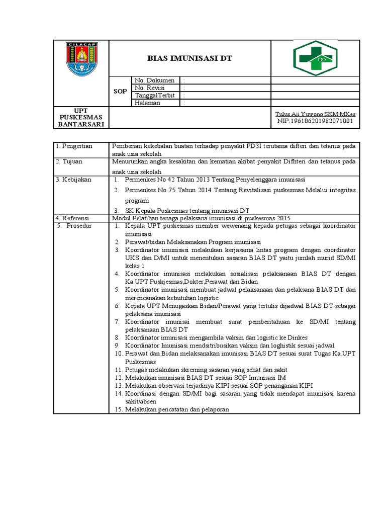 Sop Imunisasi TT | PDF | Pengembangan Diri | Sains & Matematika