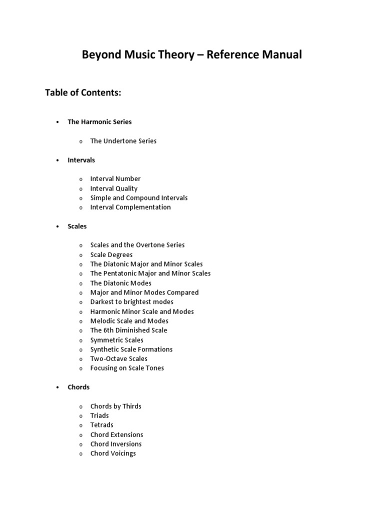 BMT - Table of Contents (Preview) | PDF | Chord (Music) | Harmony