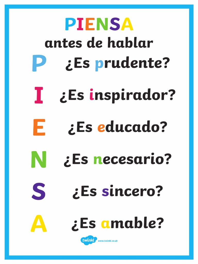 PIENSA Antes de Hablar | PDF