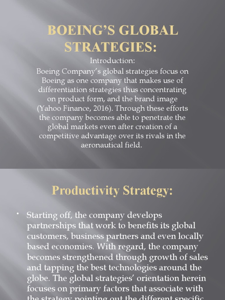 Boeing's Global Strategies | PDF | Boeing | Competitive Advantage