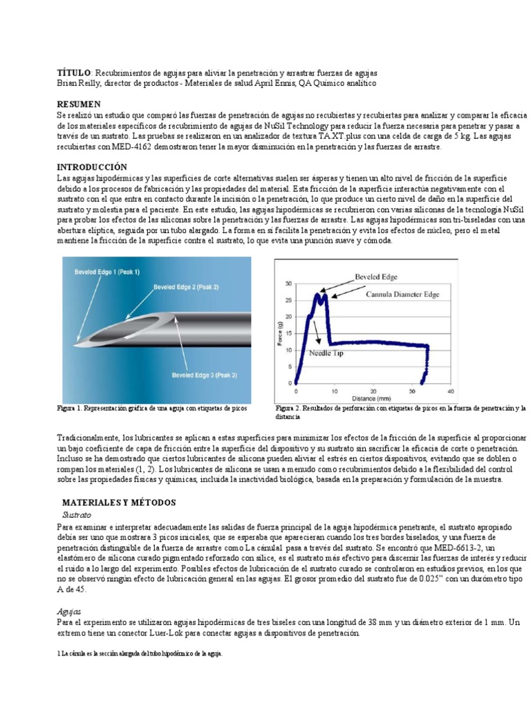 NuSil Needle Coatings To Relieve Penetration Needles | PDF | Adhesión ...