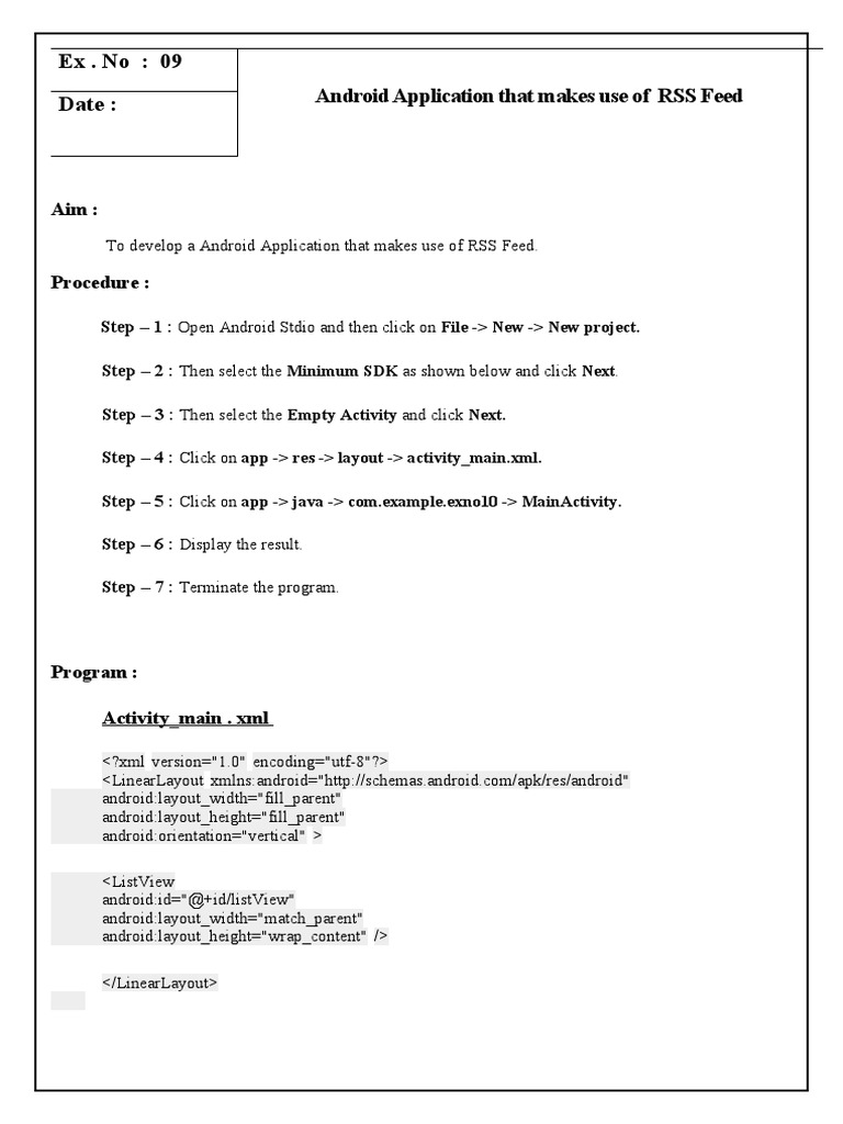 MC LAB Exno 9 | PDF | Android (Operating System) | Software Engineering