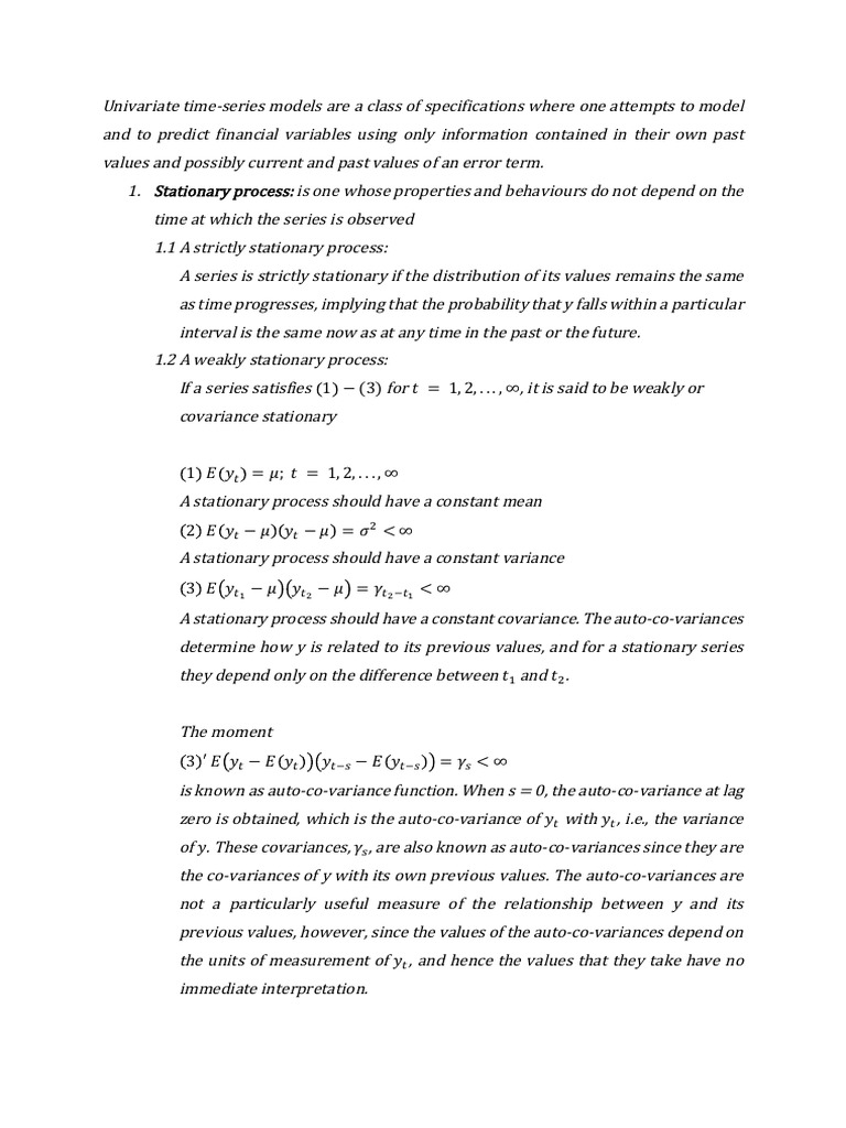 Univariate Time Series Model Notes | PDF | Autoregressive Model ...