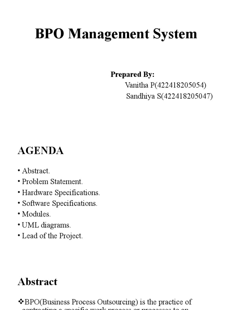 BPO Management System | PDF | Outsourcing | Use Case