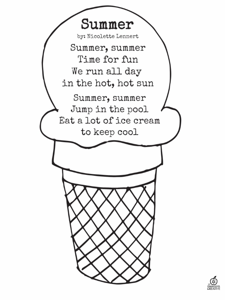 Summer Poem Preschool Kindergarten and First Grade | PDF