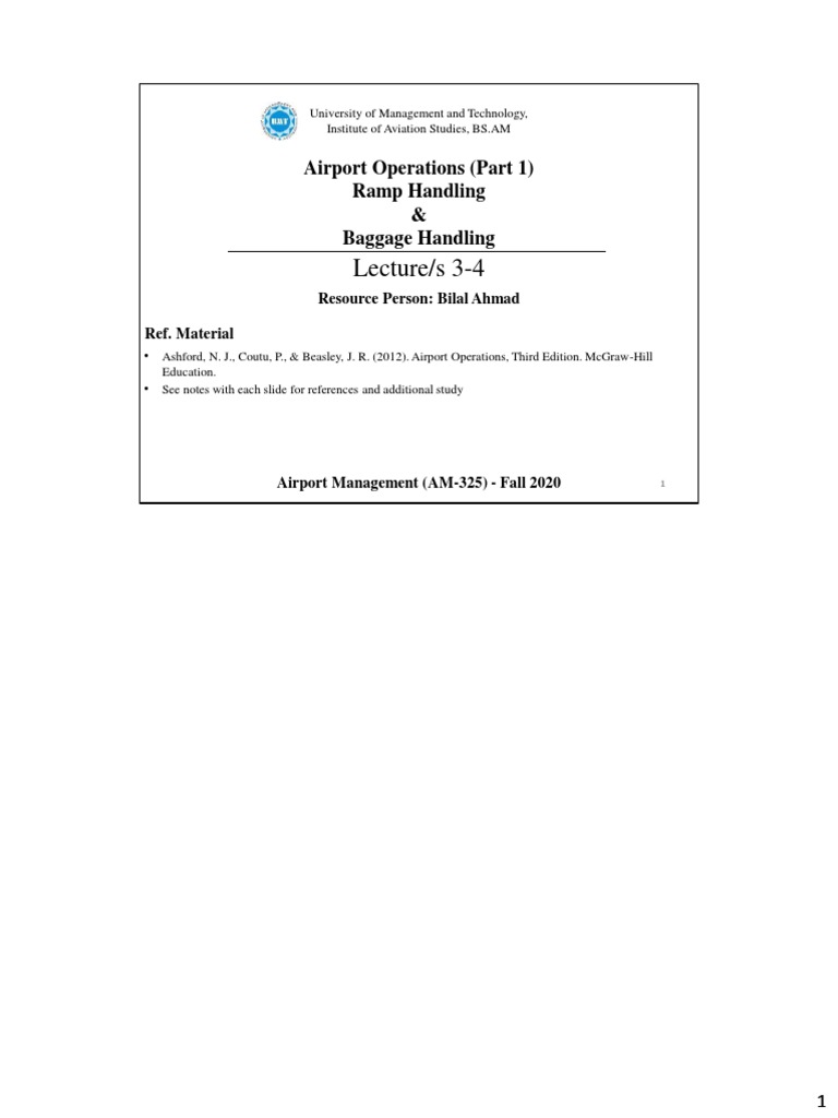 Lecture 3-4 AM 325 Airport Operations (Part 1) Ramp Handling and ...