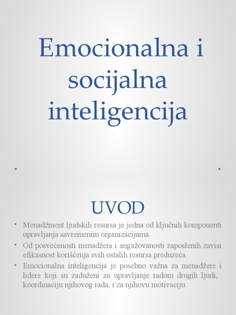 Emocionalna I Socijalna Inteligencija | PDF