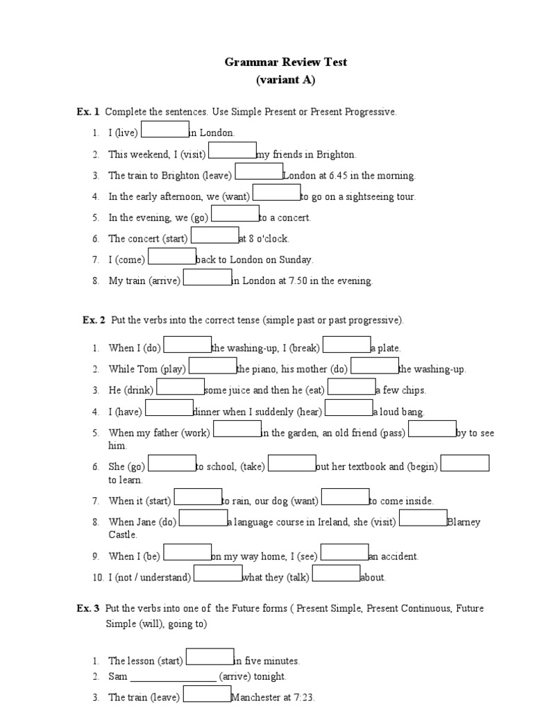 Grammar Review Test | PDF | Sausage | Grammar