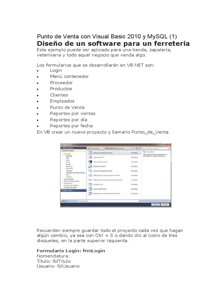 Punto de Venta Con Visual Basic 2010 y MySQL | PDF | Mi sql | Básico