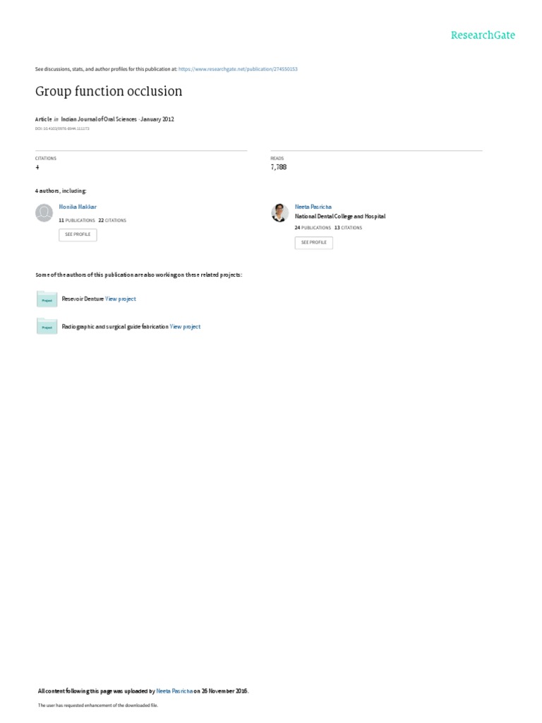 Group Function Occlusion | Download Free PDF | Tooth | Human Anatomy