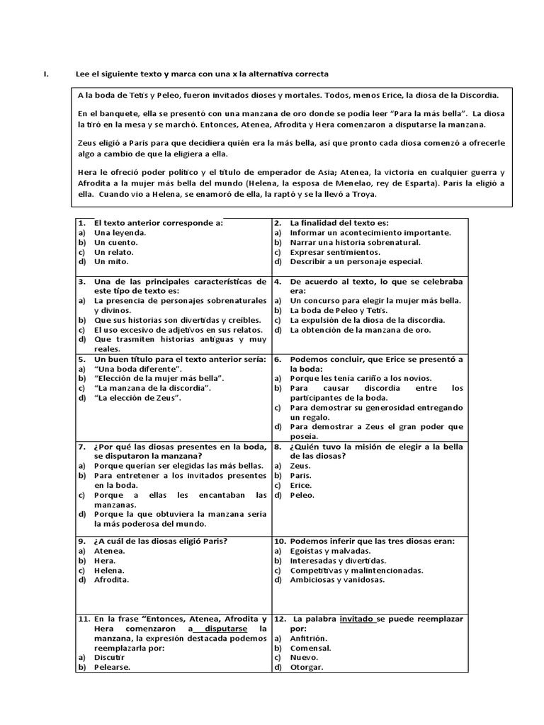Comprensión 3 | PDF | París (mitología) | Helena de Troya