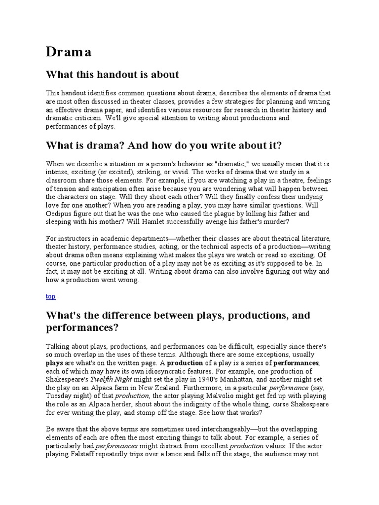 Drama: What This Handout Is About | PDF | Theatre | The Importance Of ...