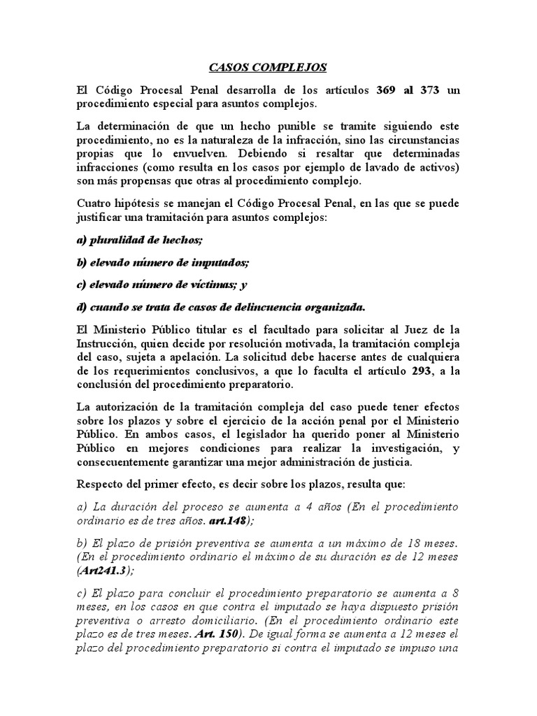 Casos Complejos | PDF | Derecho penal | Ley procesal Casos Complejos | PDF | Derecho penal | Ley procesal