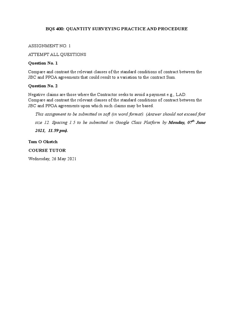 21 BQS 400 - Assignment NO. 1 | PDF