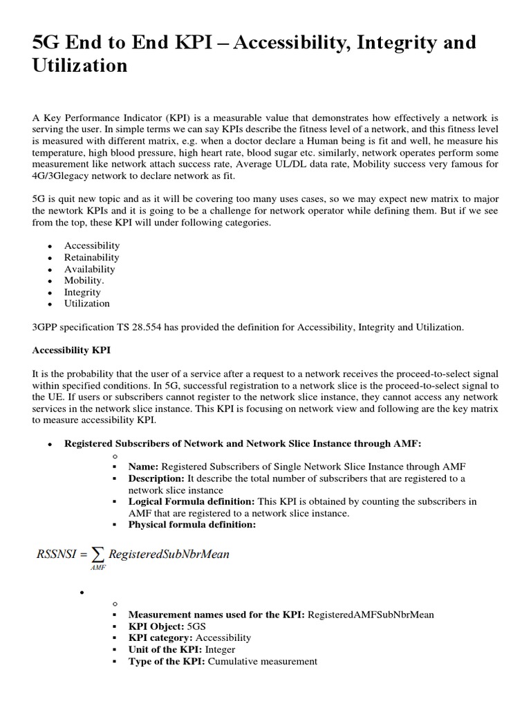 Defining Key Performance Indicators for Accessibility, Integrity, and ...