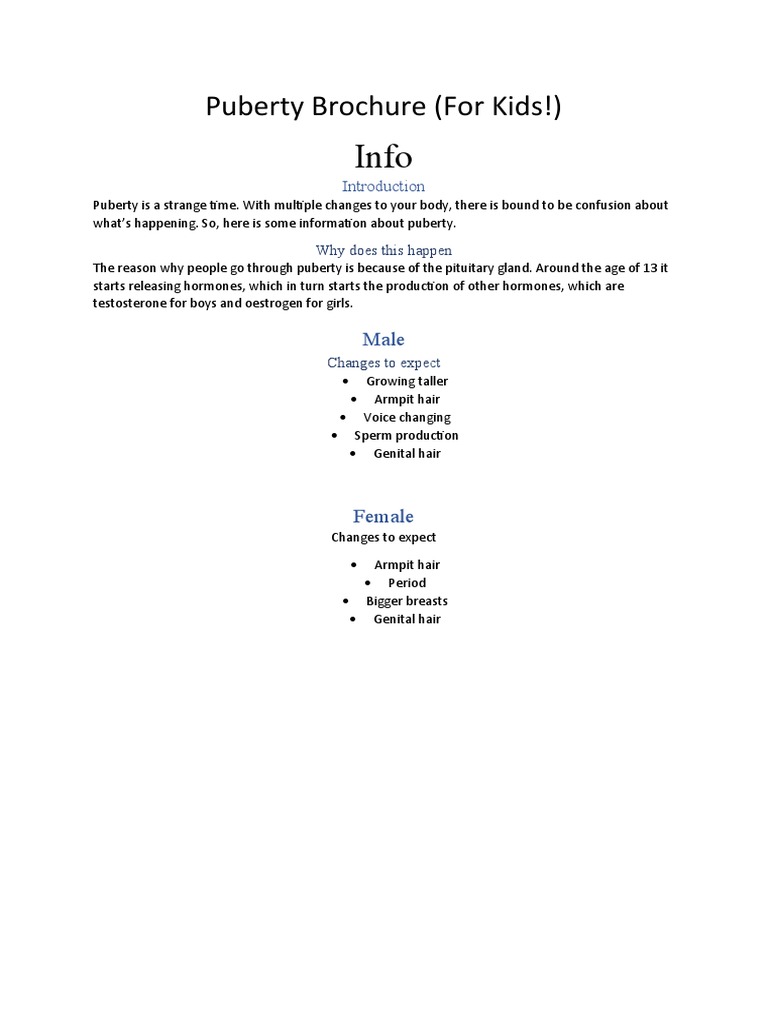 Puberty Brochure (For Kids!) : Why Does This Happen | PDF