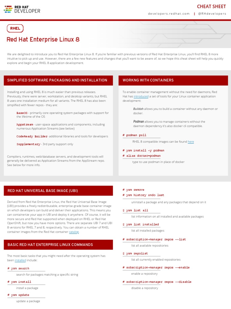 Cheatsheet RedHat8 YUM 2022 | PDF