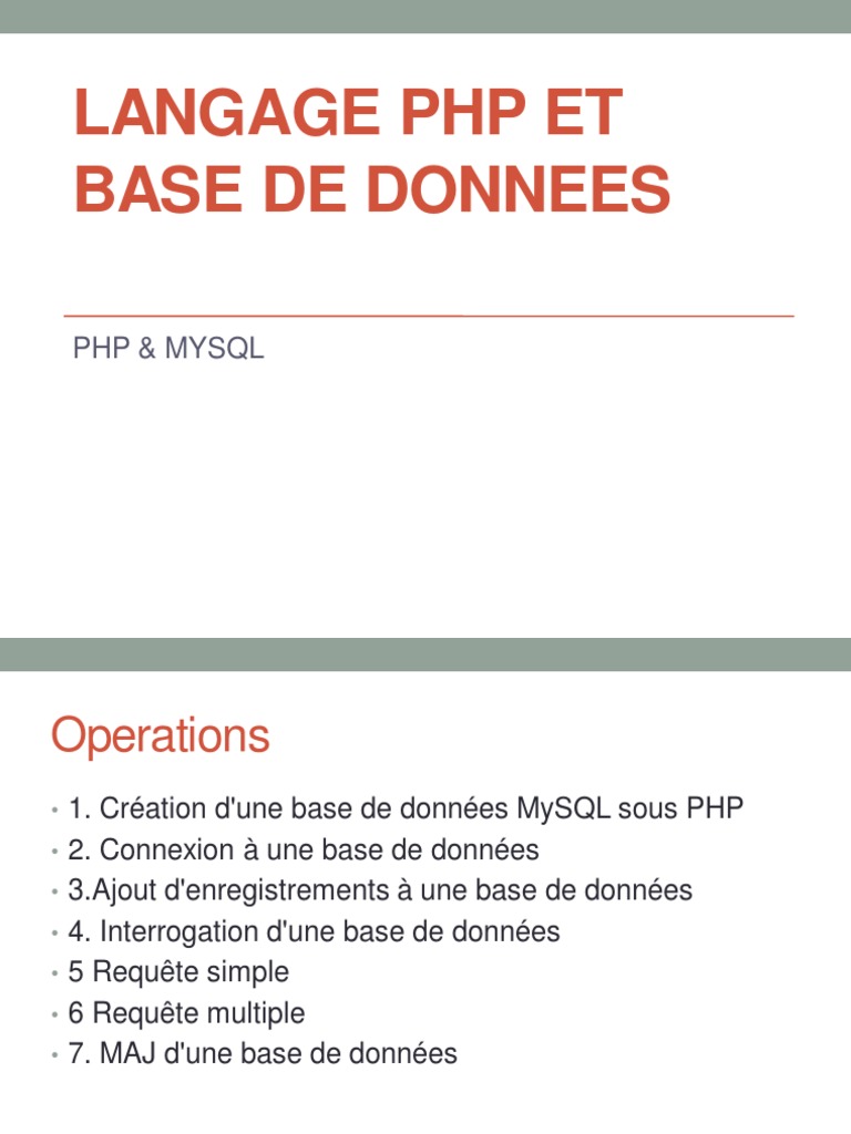 3.le Langage PHP Et DB | PDF | PHP | MySQL