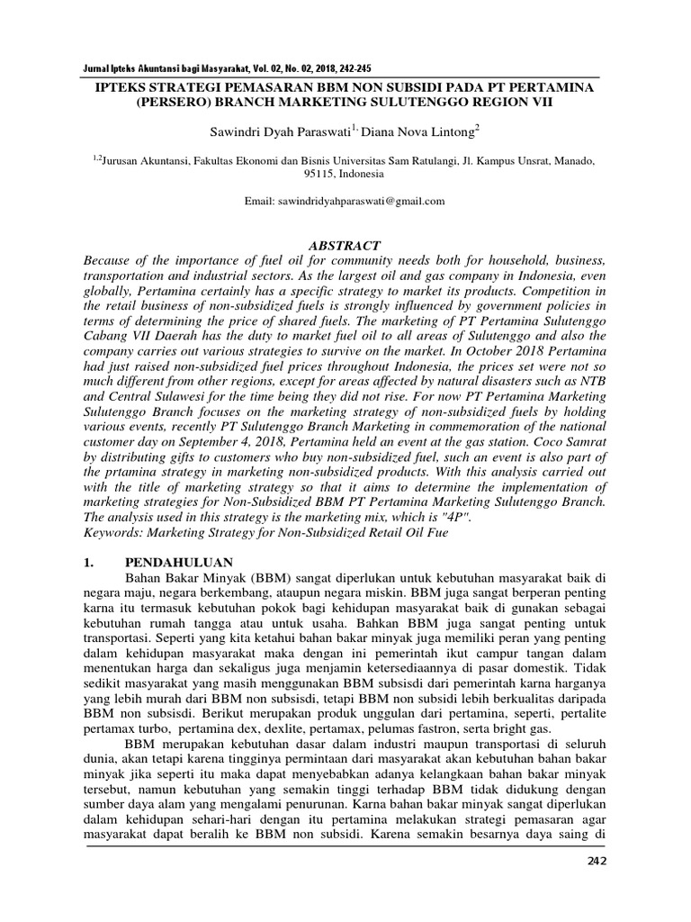 Ipteks Strategi Pemasaran BBM Non Subsid Ee78337b | PDF | Jakarta ...