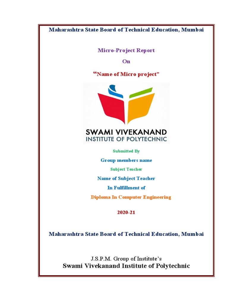 Maharashtra State Board of Technical Education, Mumbai: Micro-Project ...