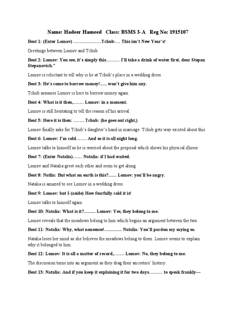 Name: Hadeer Hameed Class: BSMS 3-A Reg No: 1915107 | PDF | Mystery ...