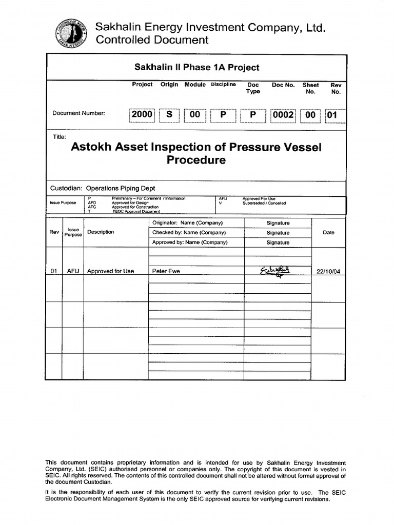 Inspection of Pressure Vessel Procedure | PDF